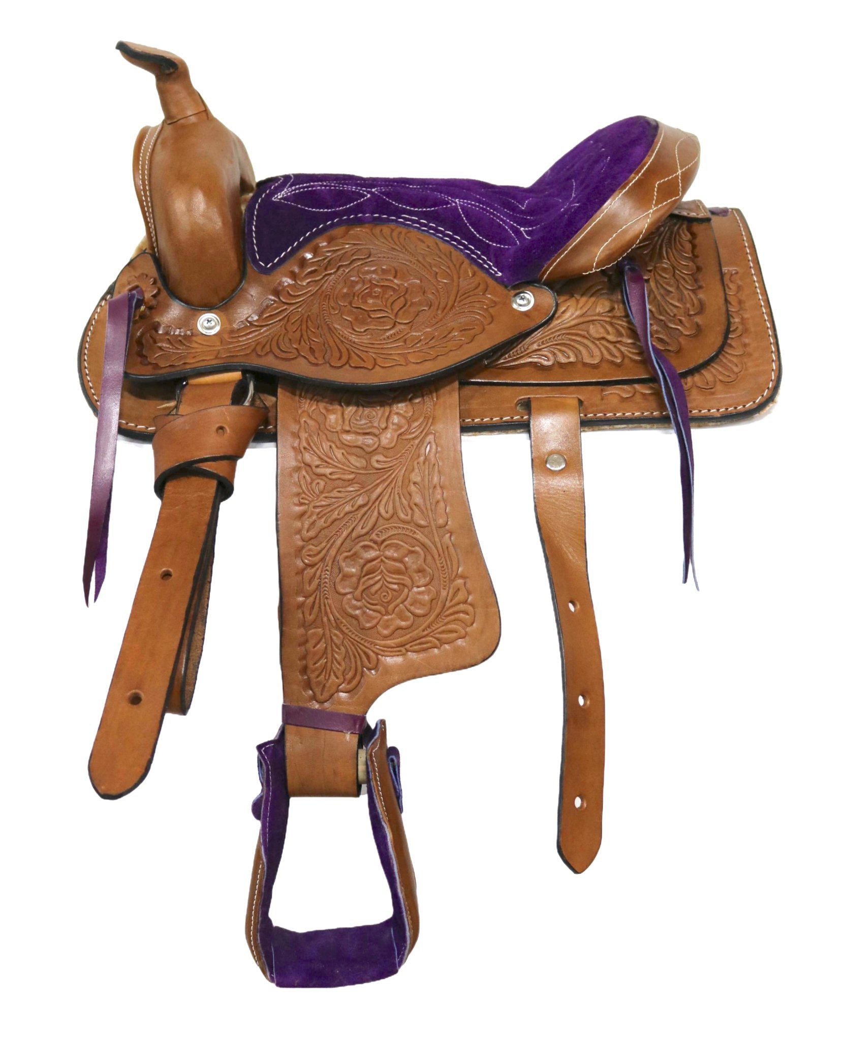 10" Purple Leather Kids Pony Western Children Saddle - M-Royal Saddles
