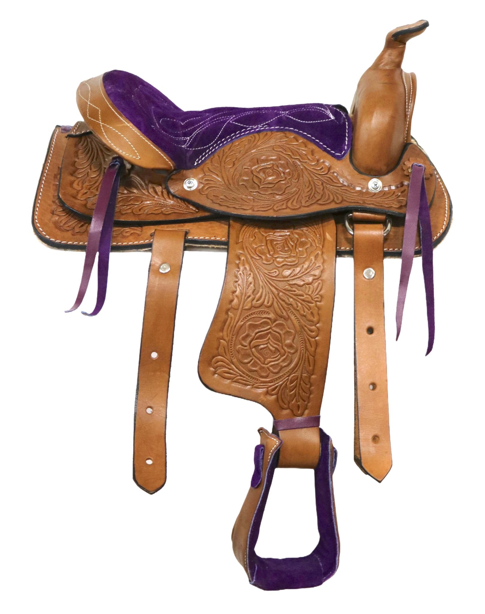 10" Purple Leather Kids Pony Western Children Saddle - M-Royal Saddles