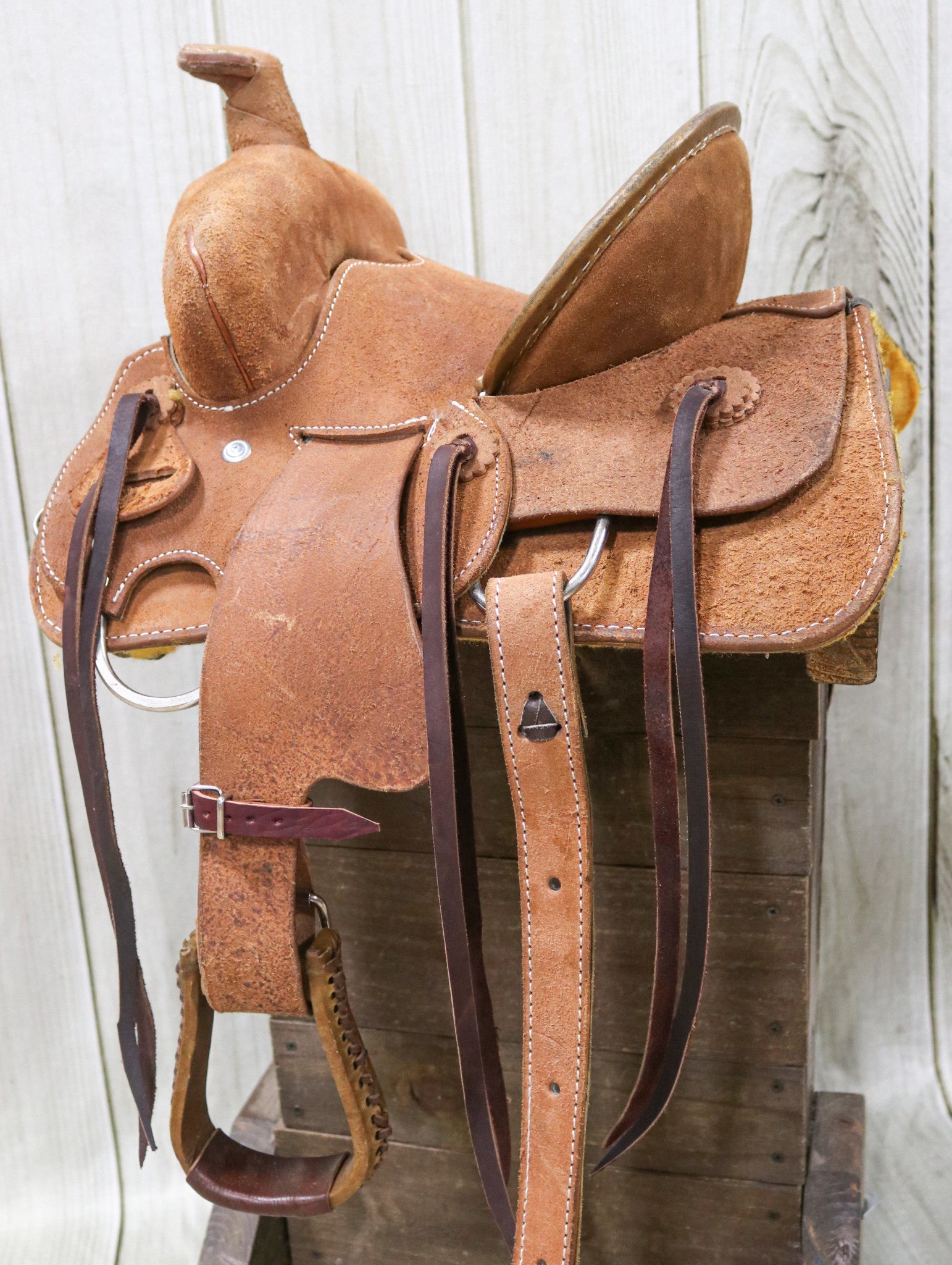 13" High Back Roughout Leather Youth Western Saddle - M-Royal Saddles