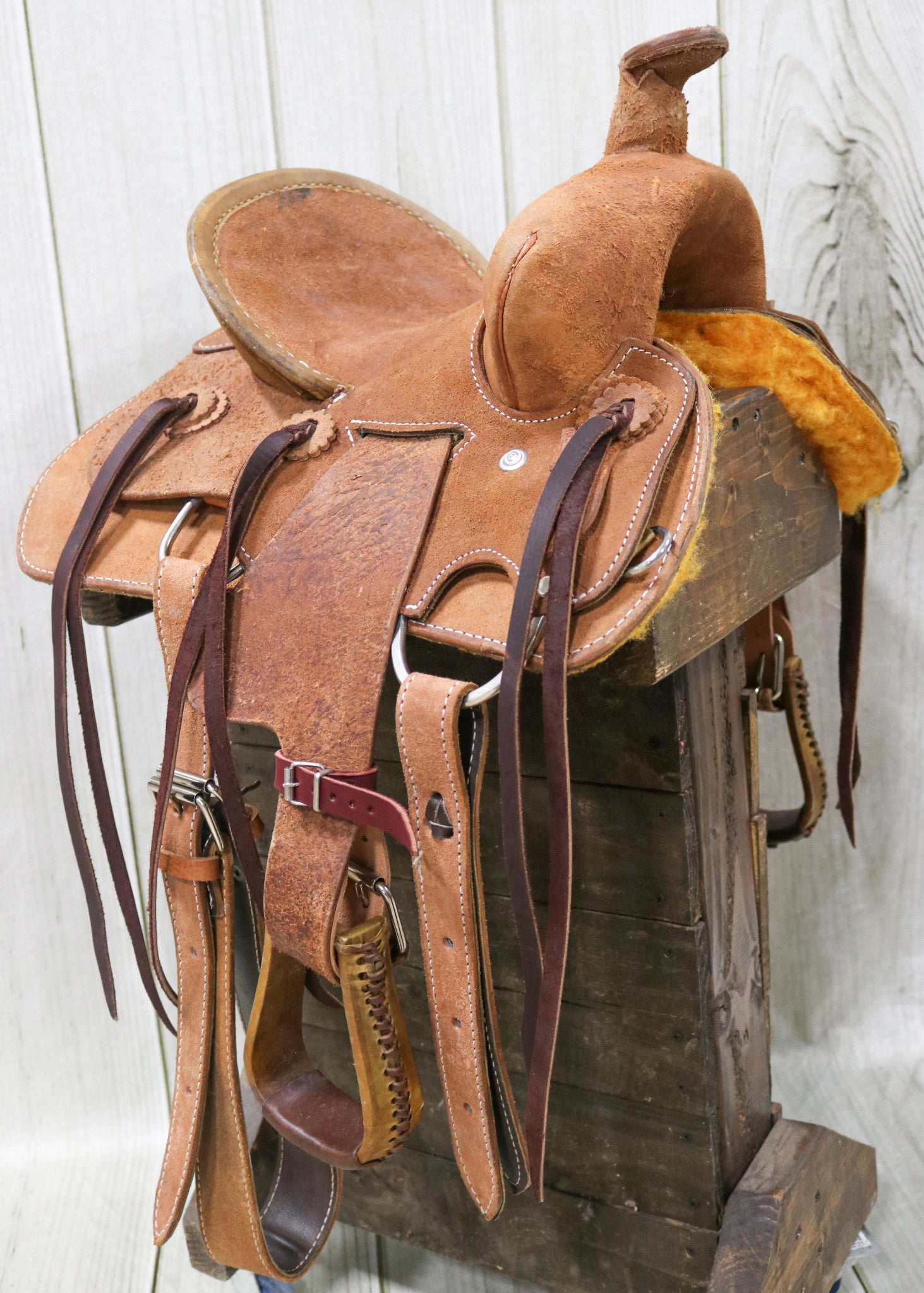 13" High Back Roughout Leather Youth Western Saddle - M-Royal Saddles