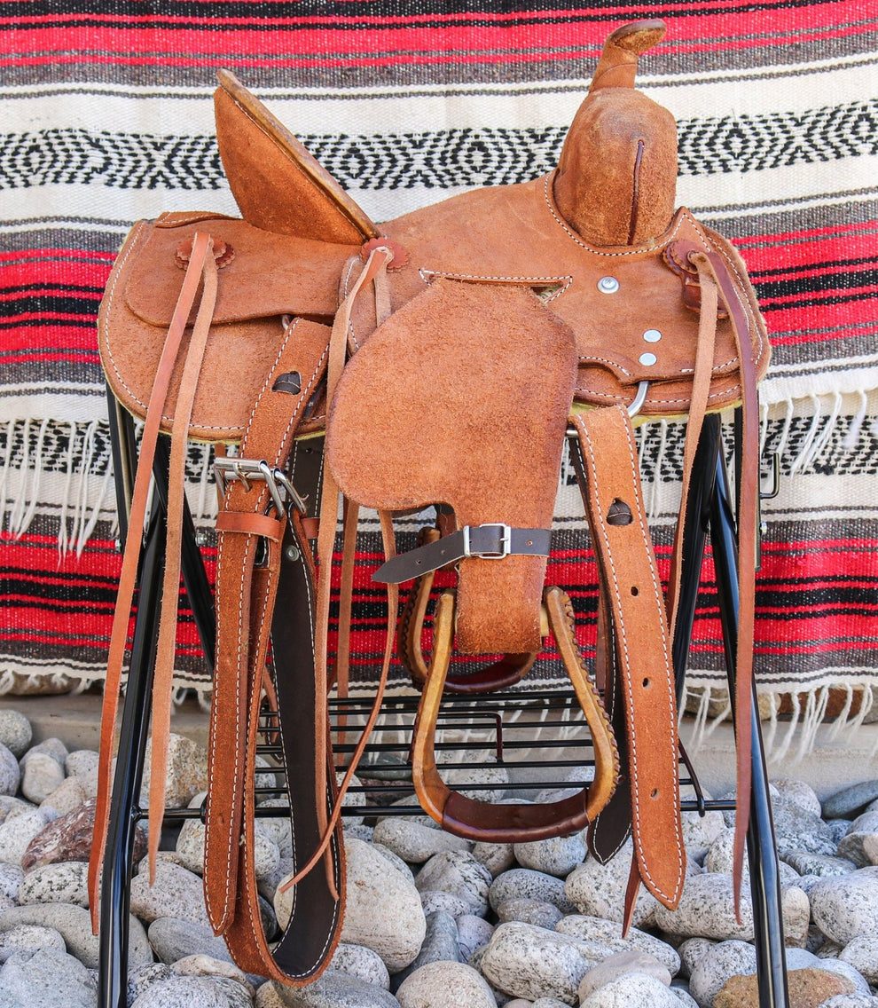 13" High Back Roughout Leather Youth Western Saddle - M-Royal Saddles