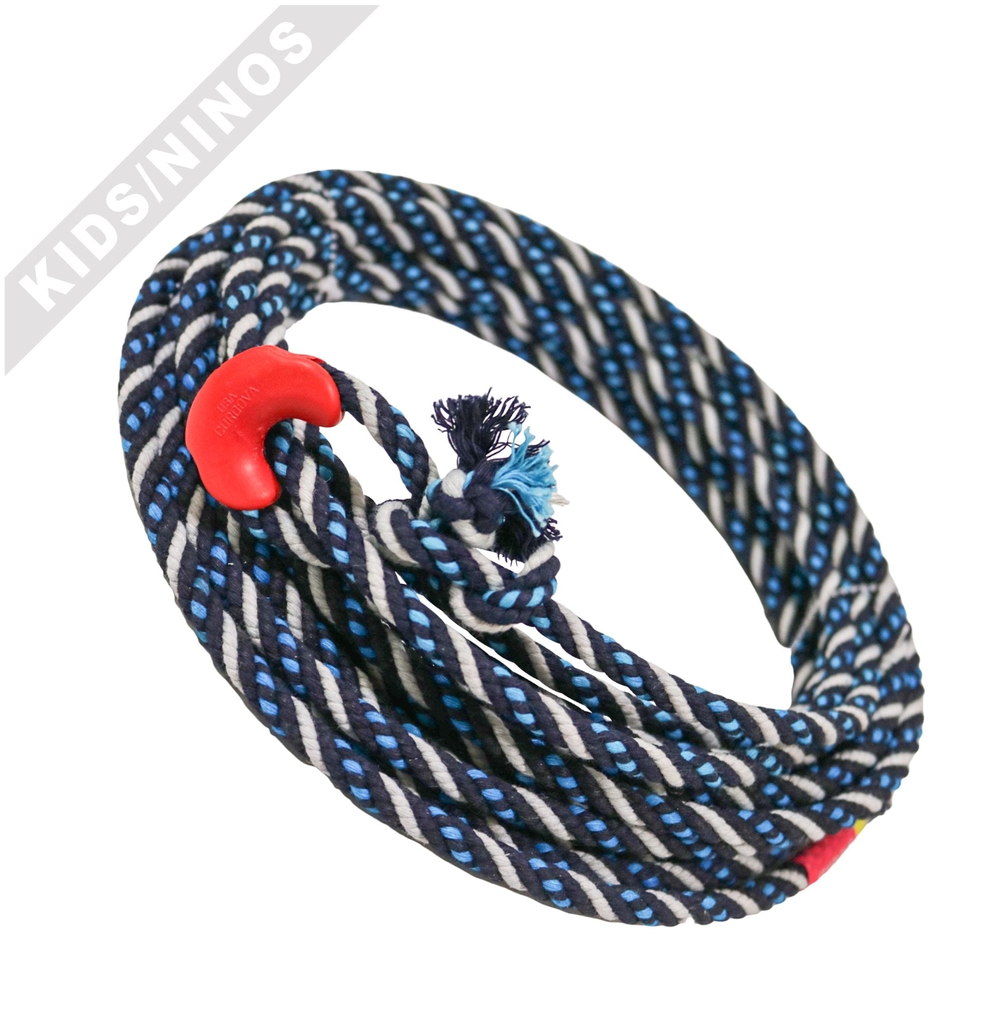 30 Ft Blue Yellow Youth Kids Lariat Rope Cotton Soga - M-Royal Saddles