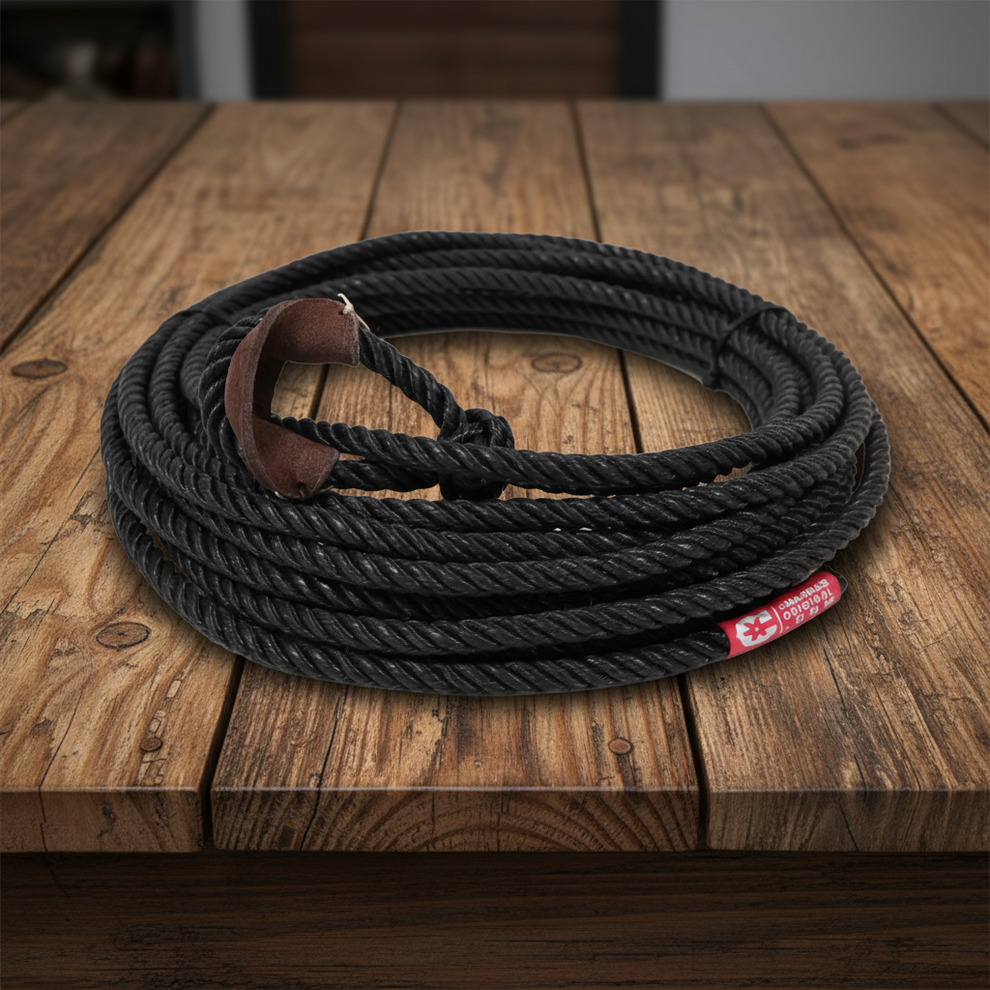 LIMITED - 28ft Black Charro Soga Para Florear Trick Rope - M-Royal Saddles