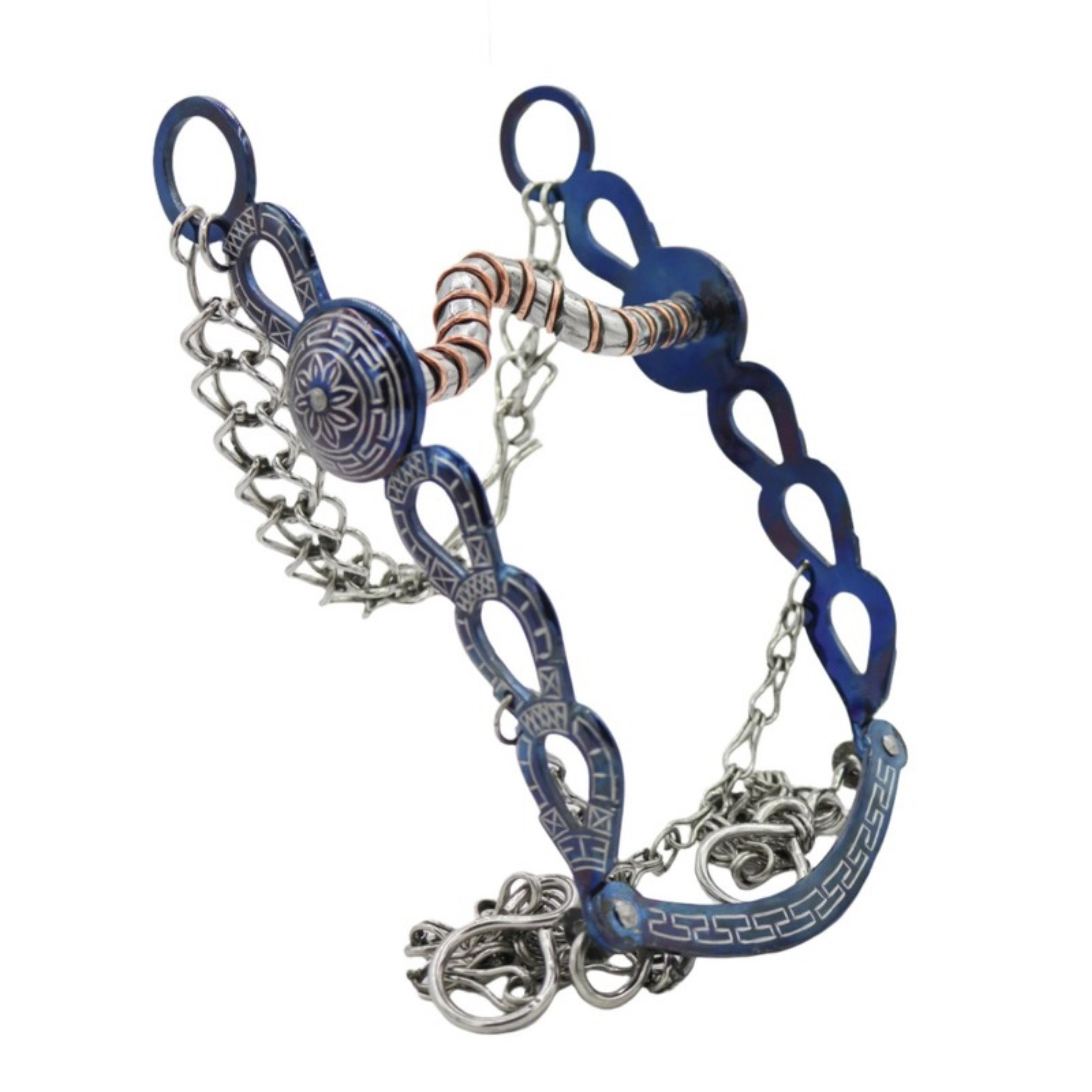4 7/8" Azul Charro Freno Saddle Horseshoe Blue Bit - M-Royal Saddles