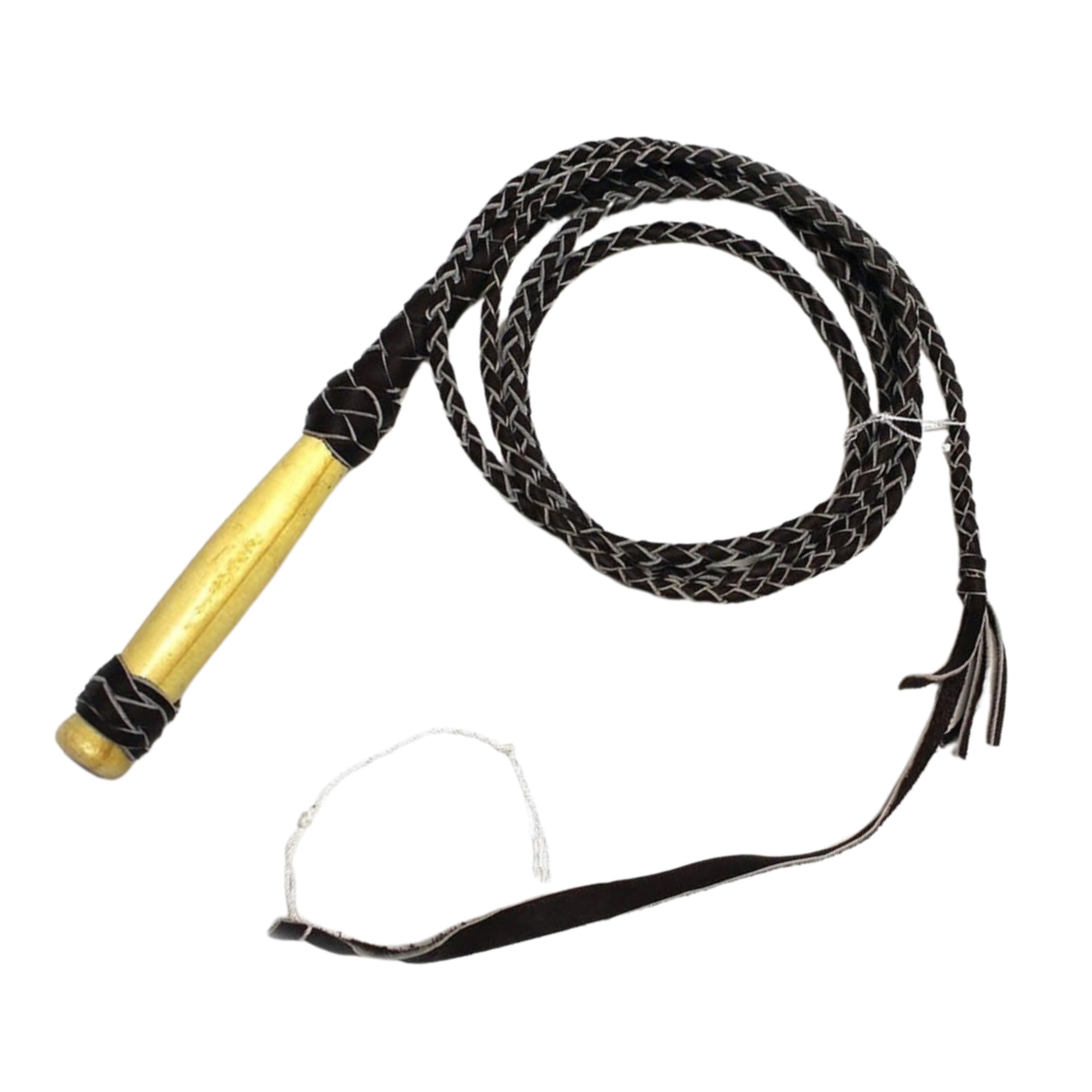 4 FT Brown Real Leather Braided Bull whip - M-Royal Saddles