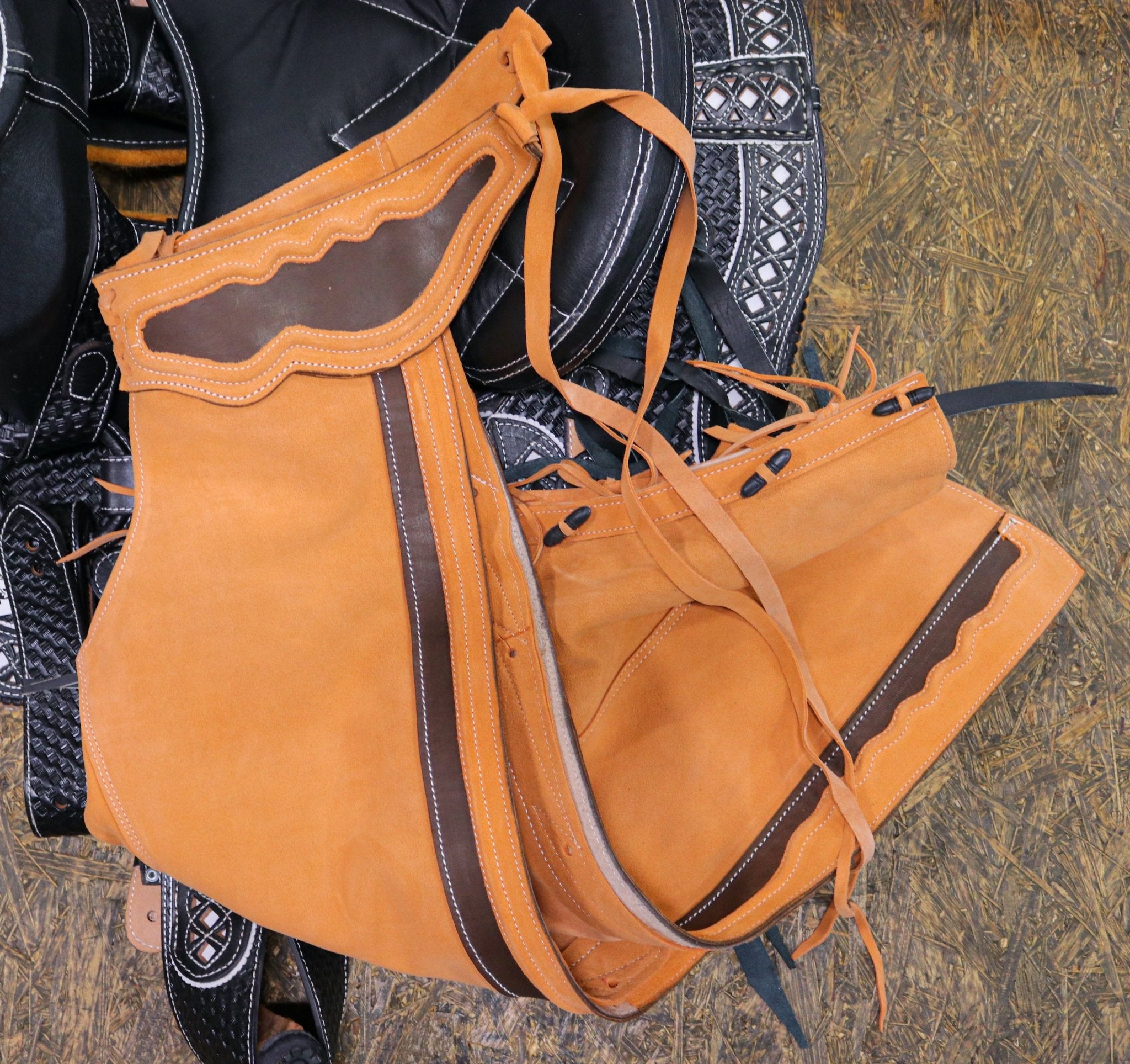 40" Charros Brown Chaps Chaparreras Charras Gamuza - M-Royal Saddles