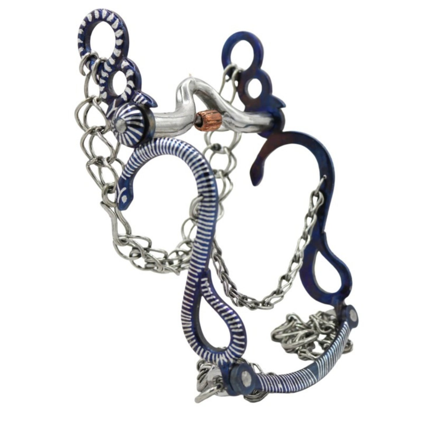 5" Charro Blue Freno Pavonado Azul Horse Bit - M-Royal Saddles