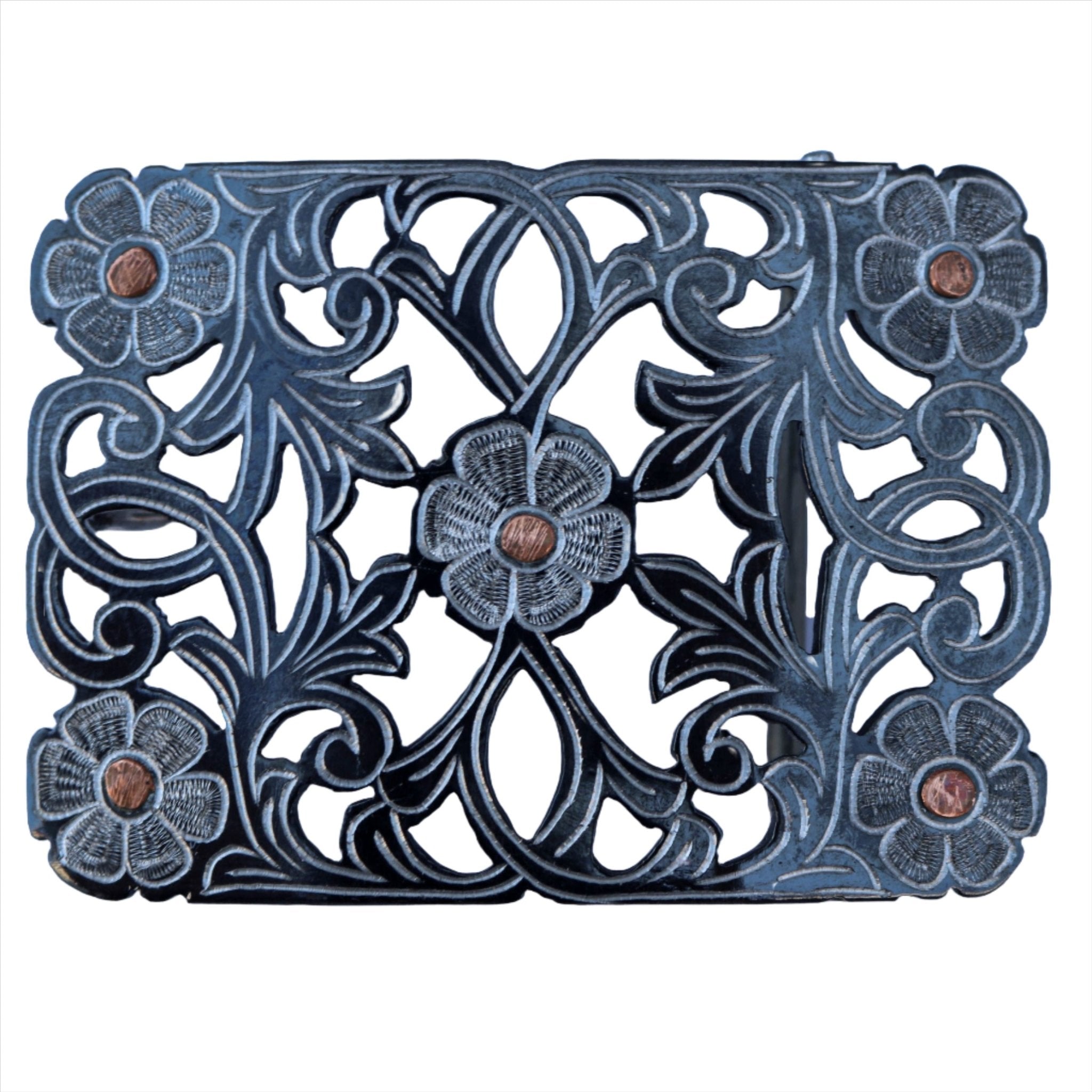 Charro Buckle Hebilla Amarilla Copper Flor - M-Royal Saddles