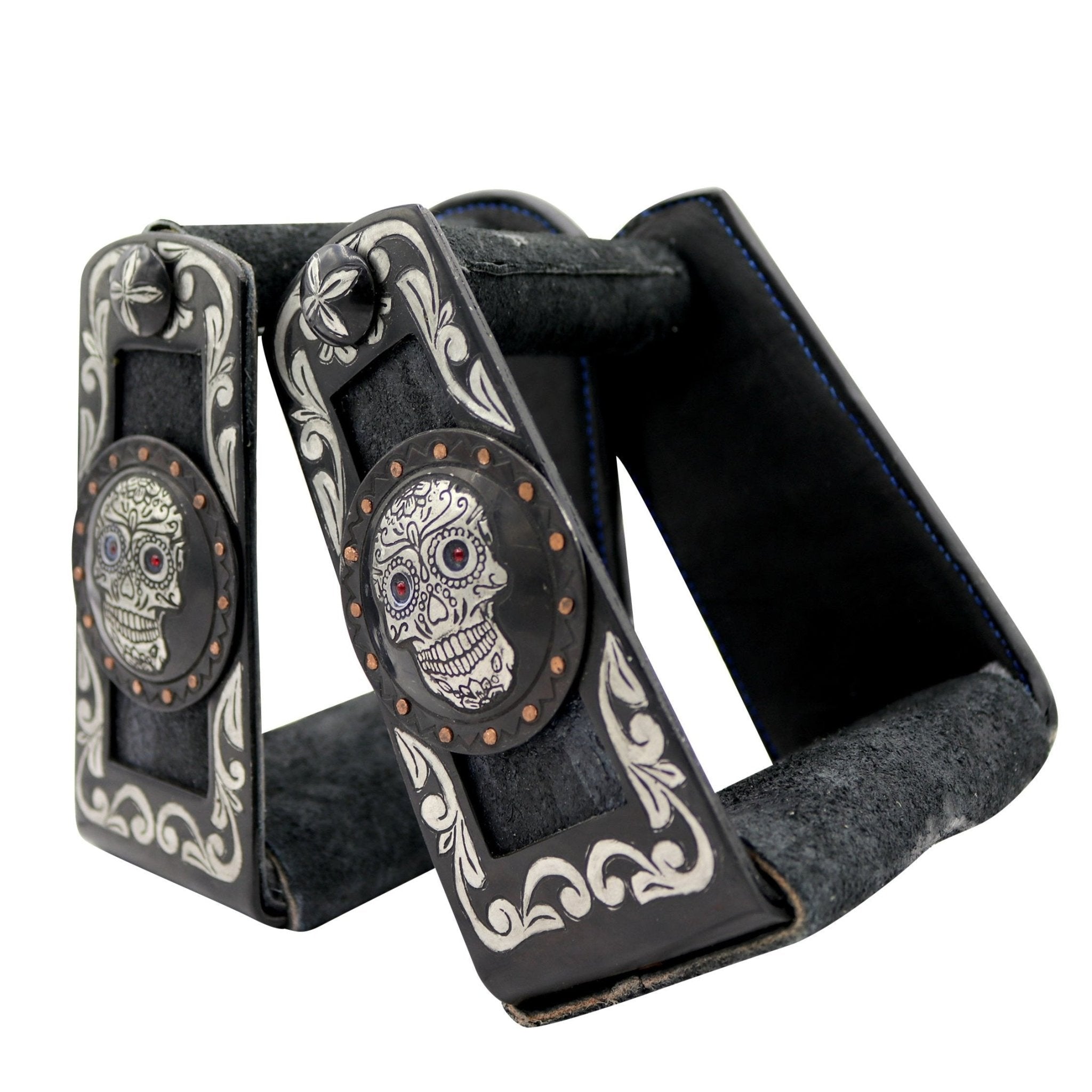 Charro Saddle Black Custom Stirrups Estribos Montura - M-Royal Saddles