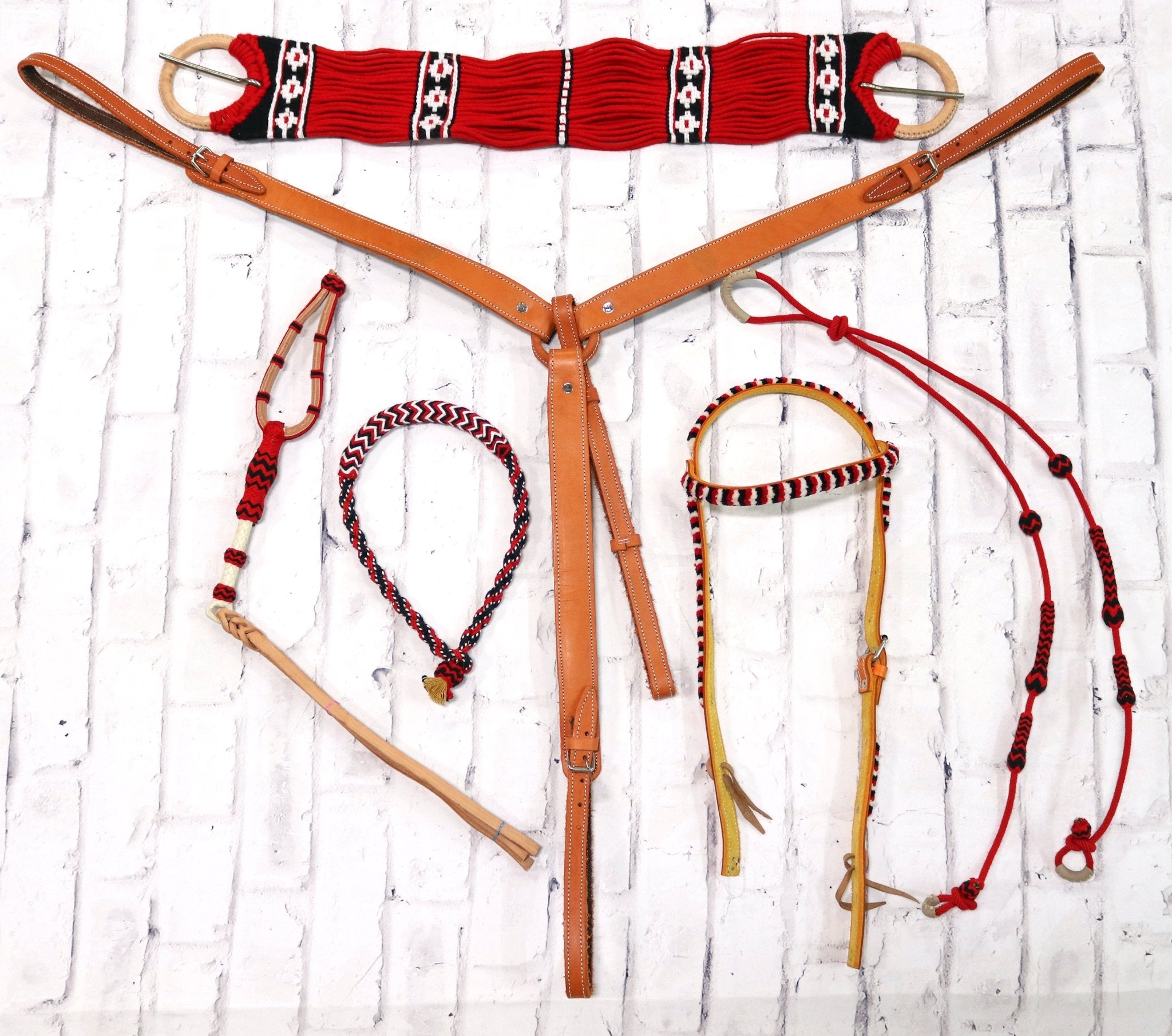 Charro Saddle Red Tack Matching Set - M-Royal Saddles