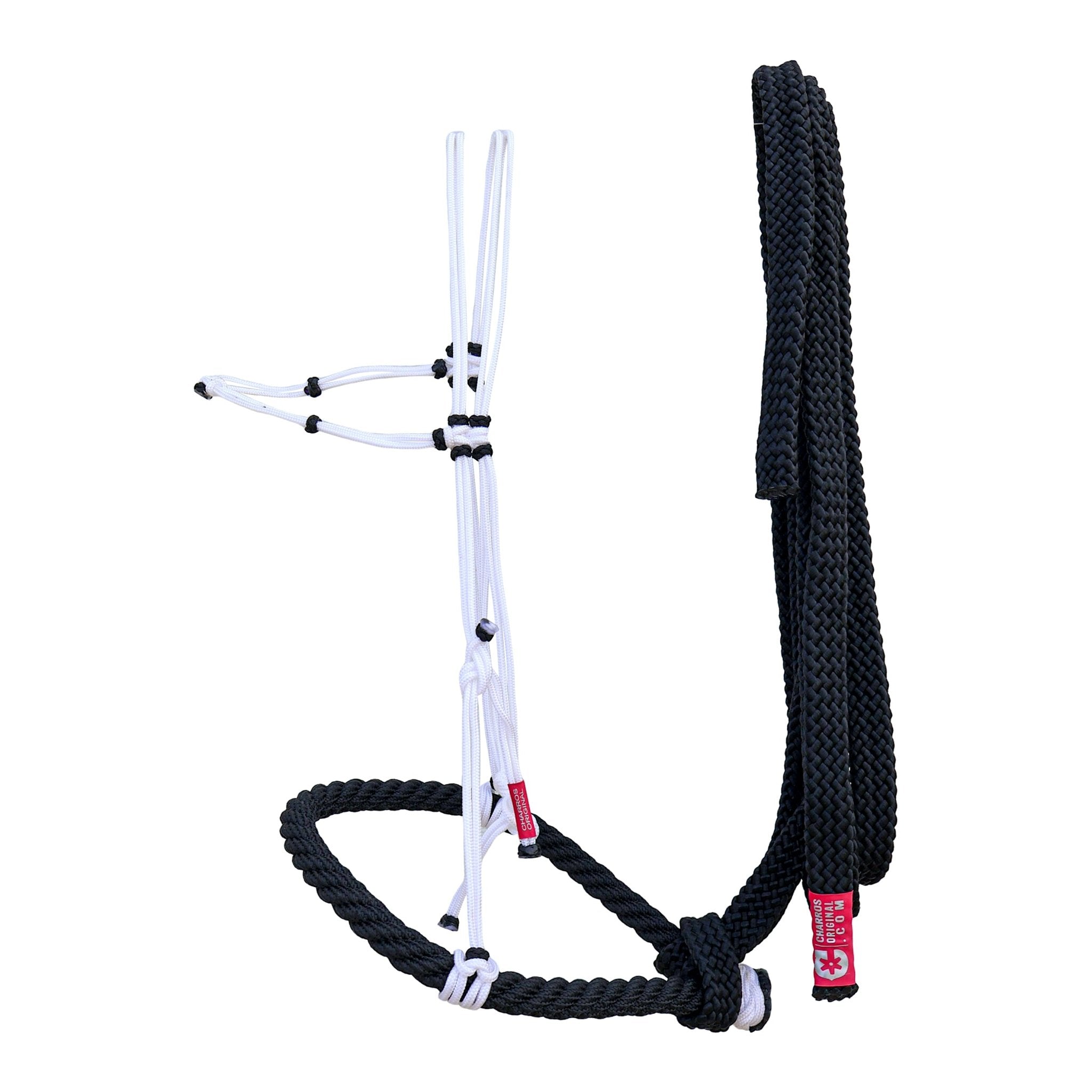 Charros Original White Bosal Falsa/Rienda Horse Halter - M-Royal Saddles