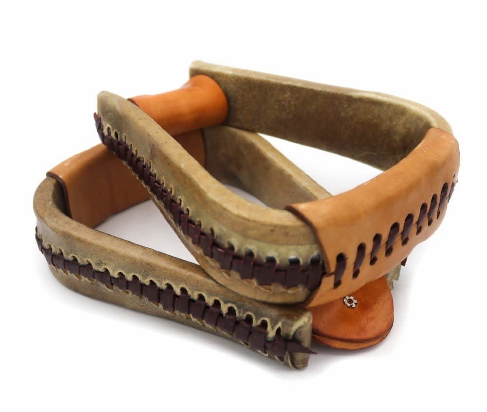Deluxe Rawhide Overshoe Roper Western Stirrups - M-Royal Saddles