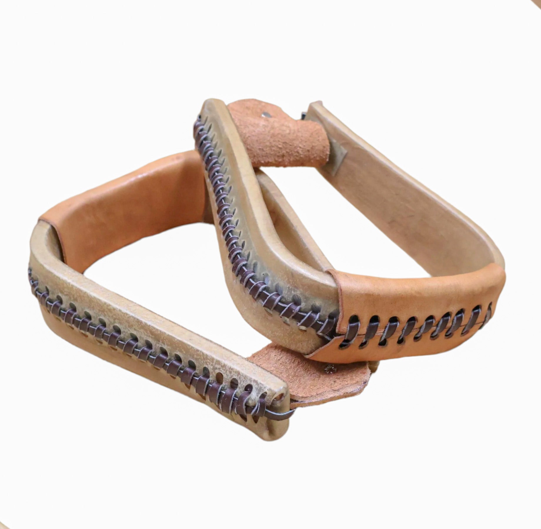 Deluxe Rawhide Overshoe Roper Western Stirrups - M-Royal Saddles