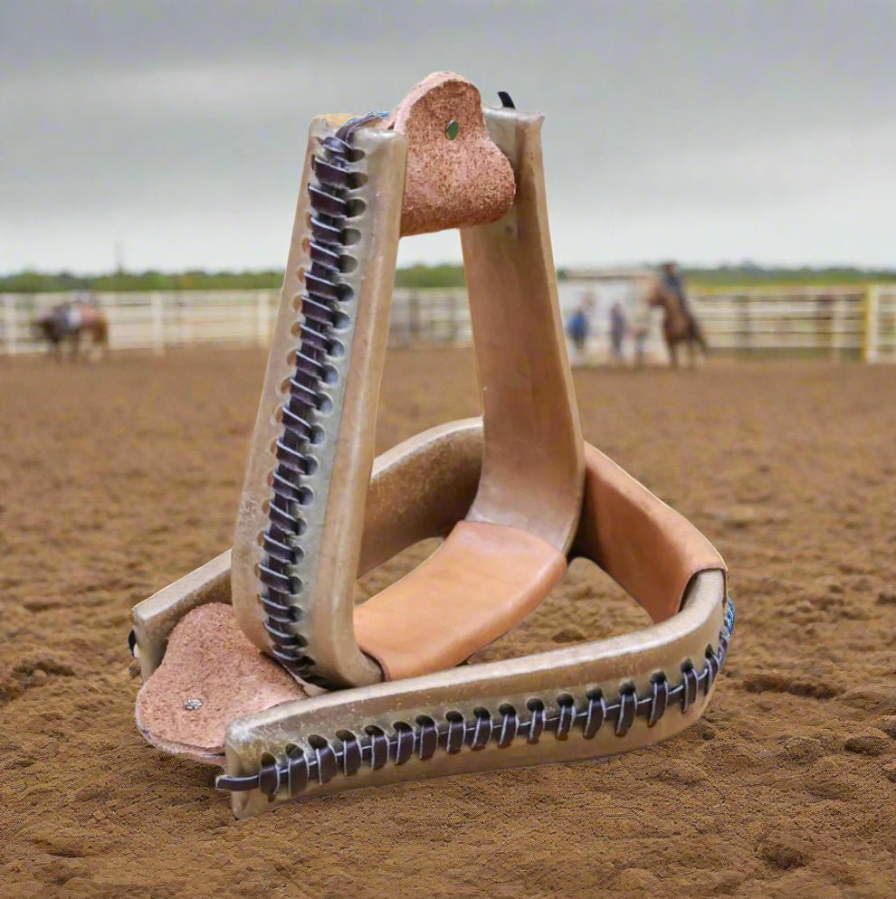Deluxe Rawhide Overshoe Roper Western Stirrups - M-Royal Saddles