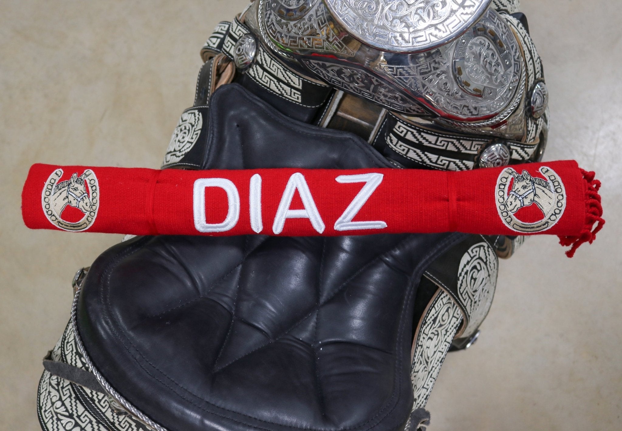 Diaz Red Charro Sarape Montura Charra Mexican Saddle - M-Royal Saddles