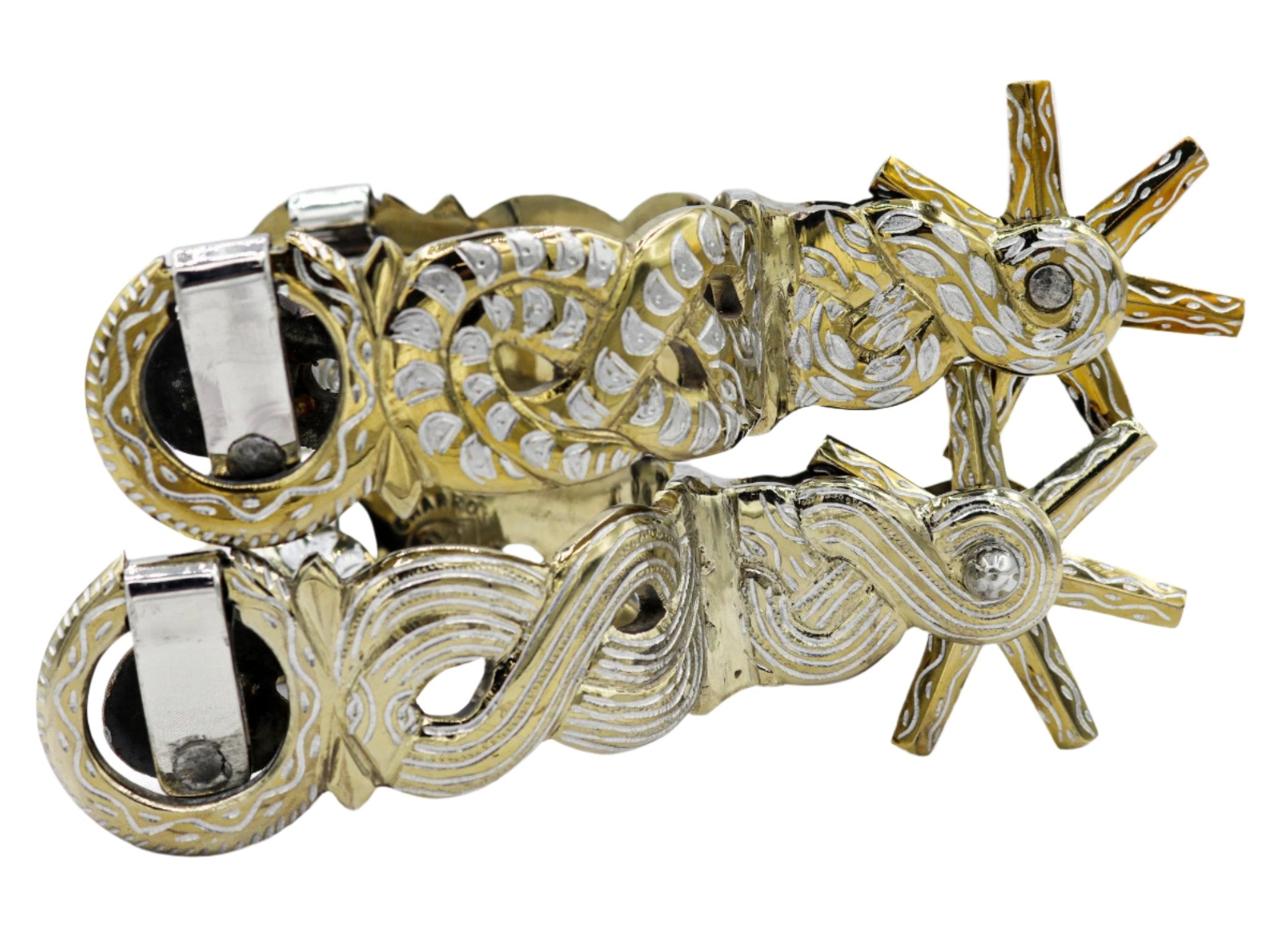 Engraved Snake Dorado Finas Charro Spurs Espuelas - M-Royal Saddles