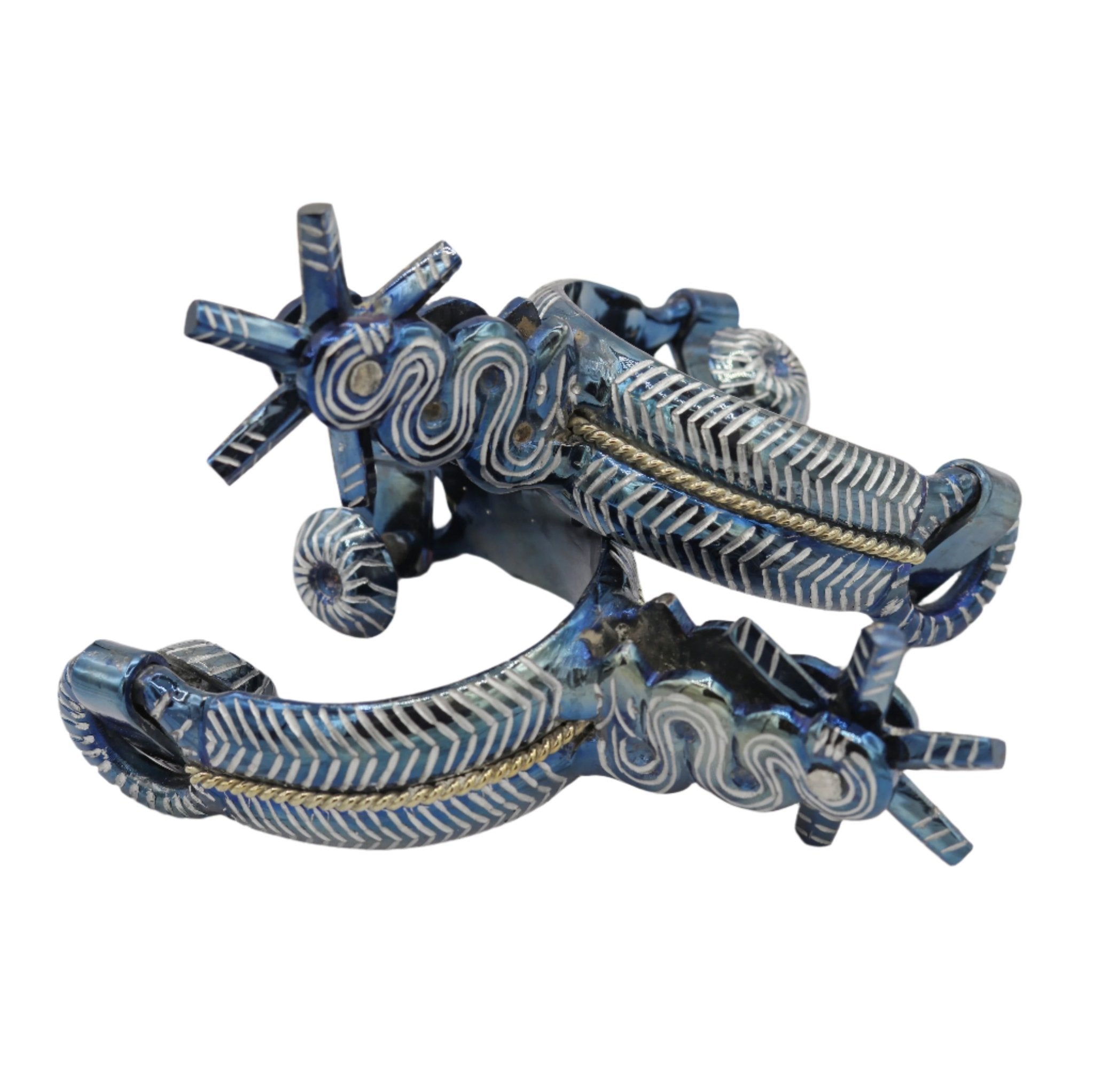 Espuelas Azul Mill Rayas Snake Spur Mexican Charro - M-Royal Saddles