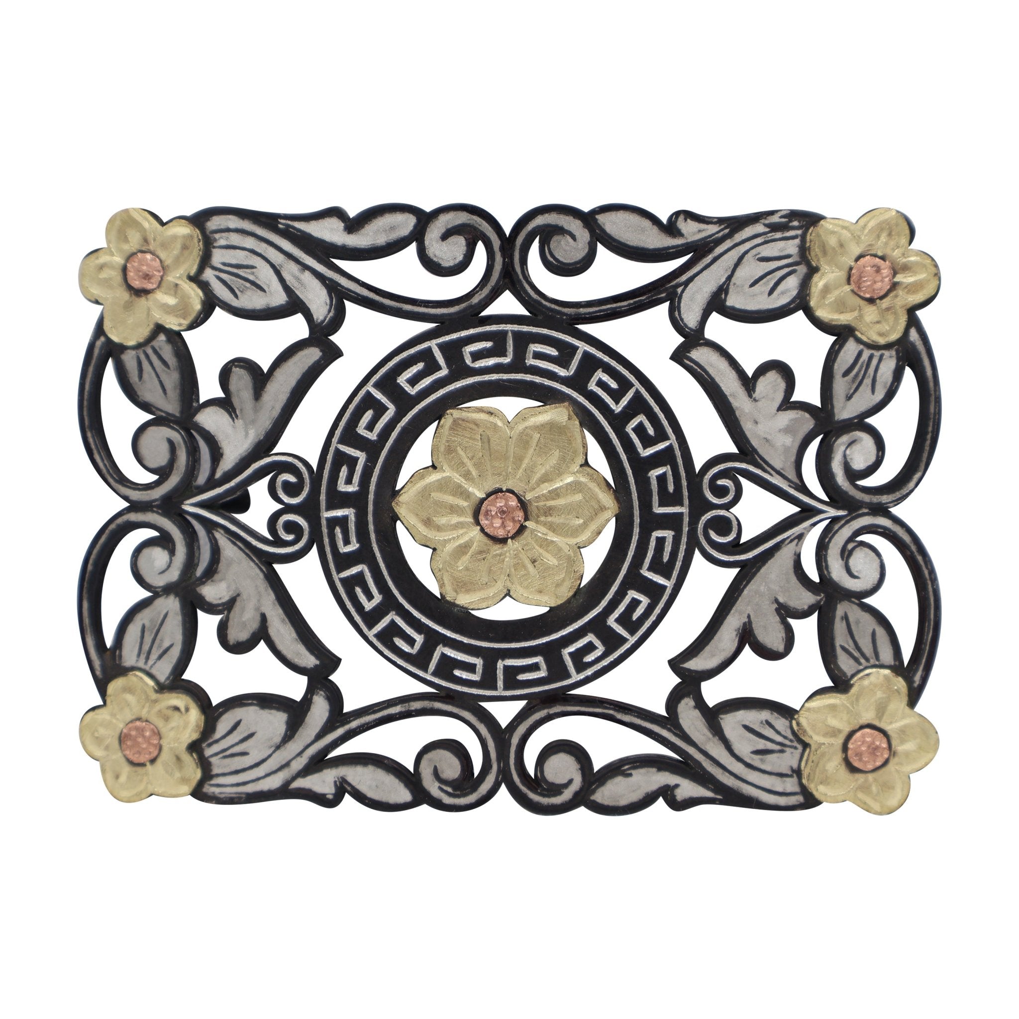 "Fina" Hebilla Charra Flor Lienzo Charro Buckle - M-Royal Saddles