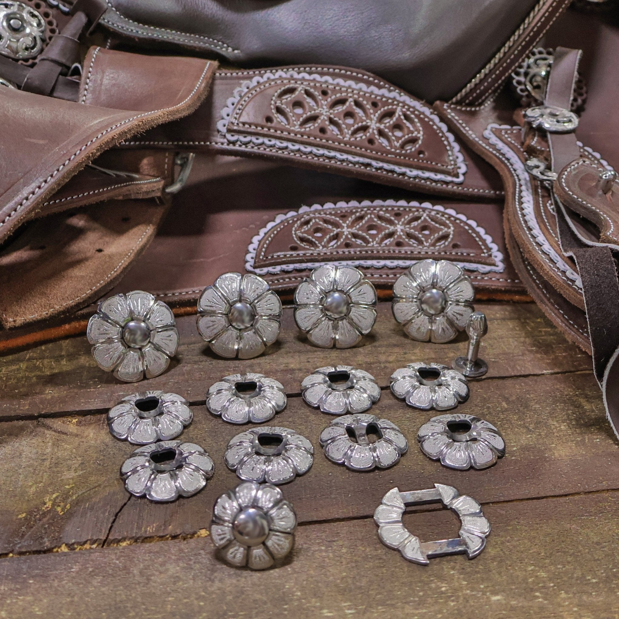 Flor Acero Juego De Chapetones Monturas Charras Stainless Steel - M ...