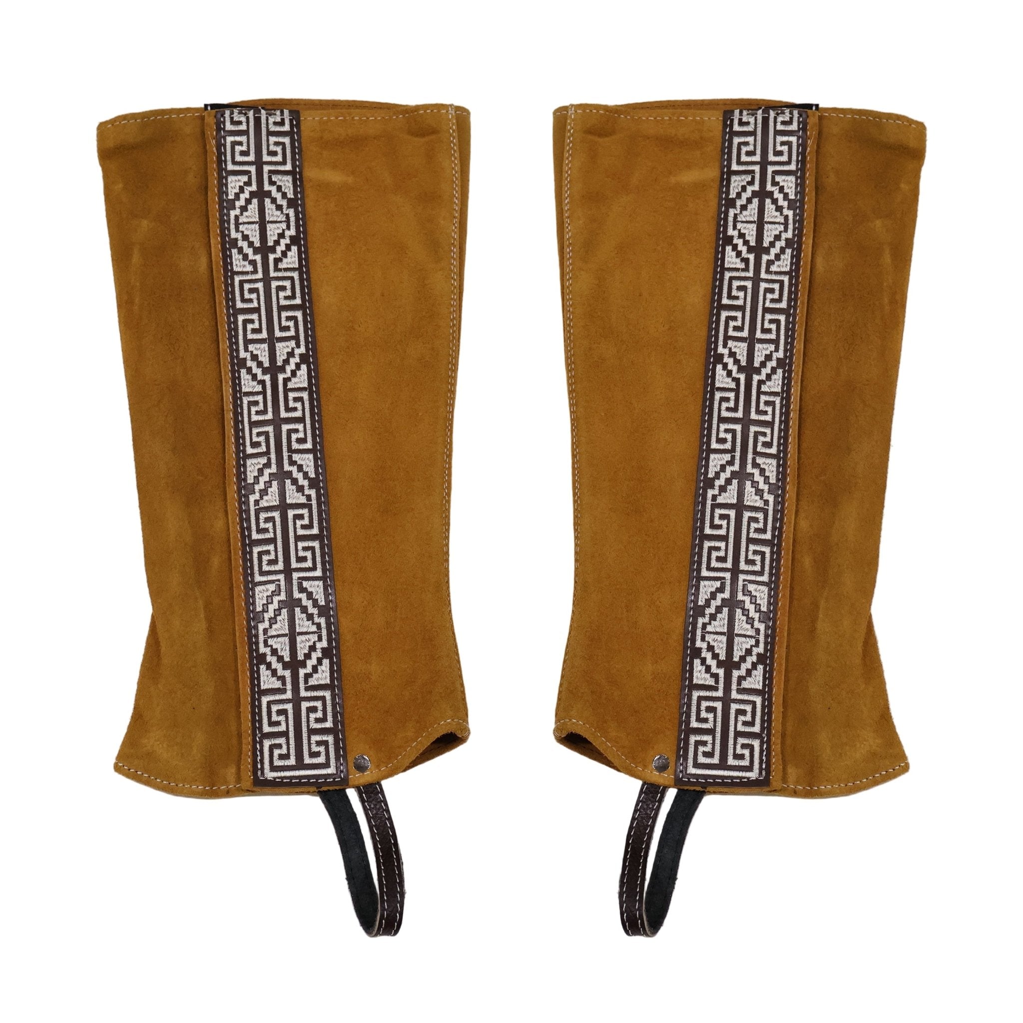 Greca Light Brown Mexican Charras Polainas Half Chaps - M-Royal Saddles