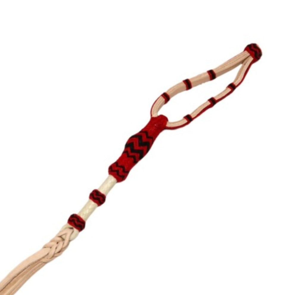 Red Chomite Charro Leather Cuarta Cotton Quirt - M-Royal Saddles