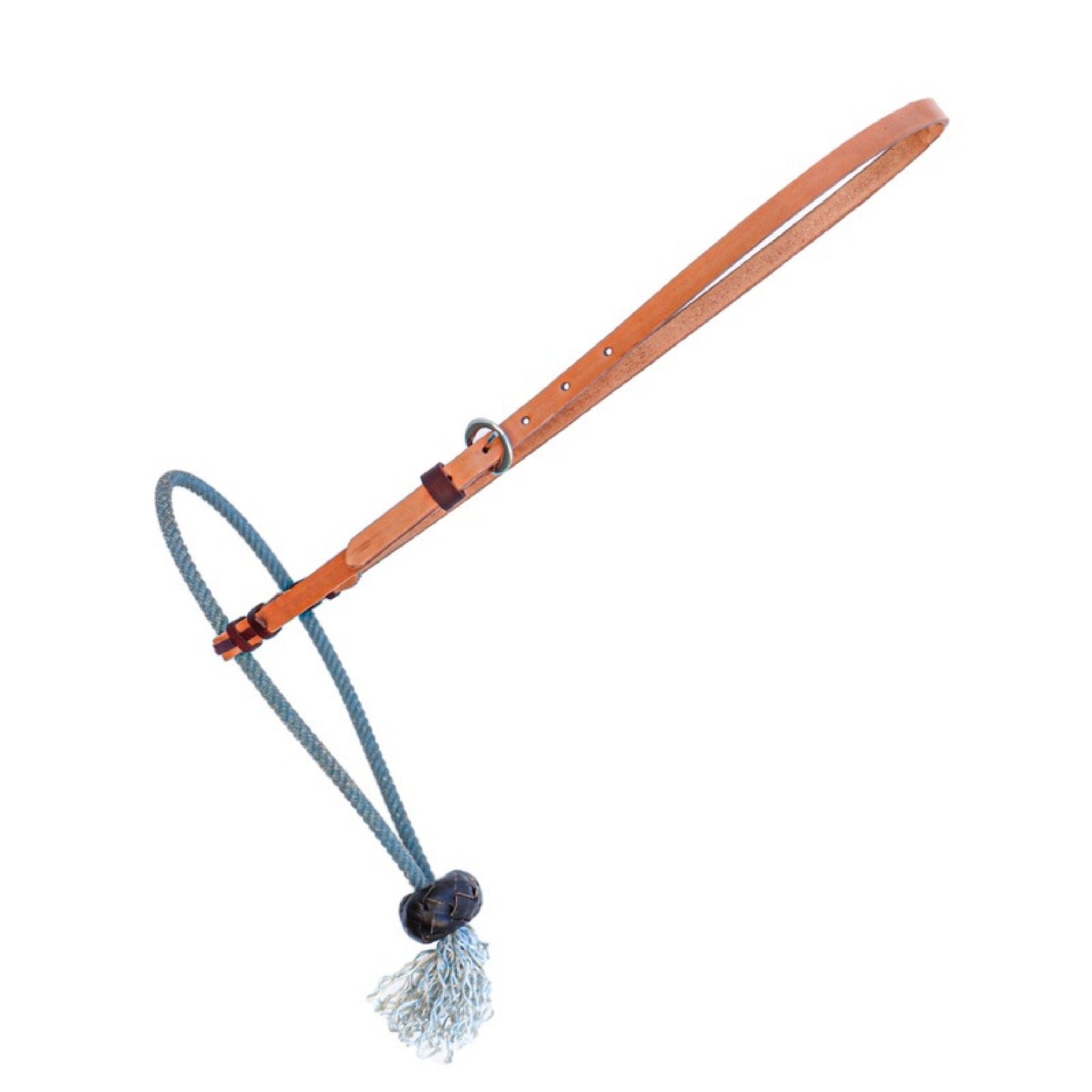 Single Rope Noseband with Leather Headstall Blue - M-Royal Saddles